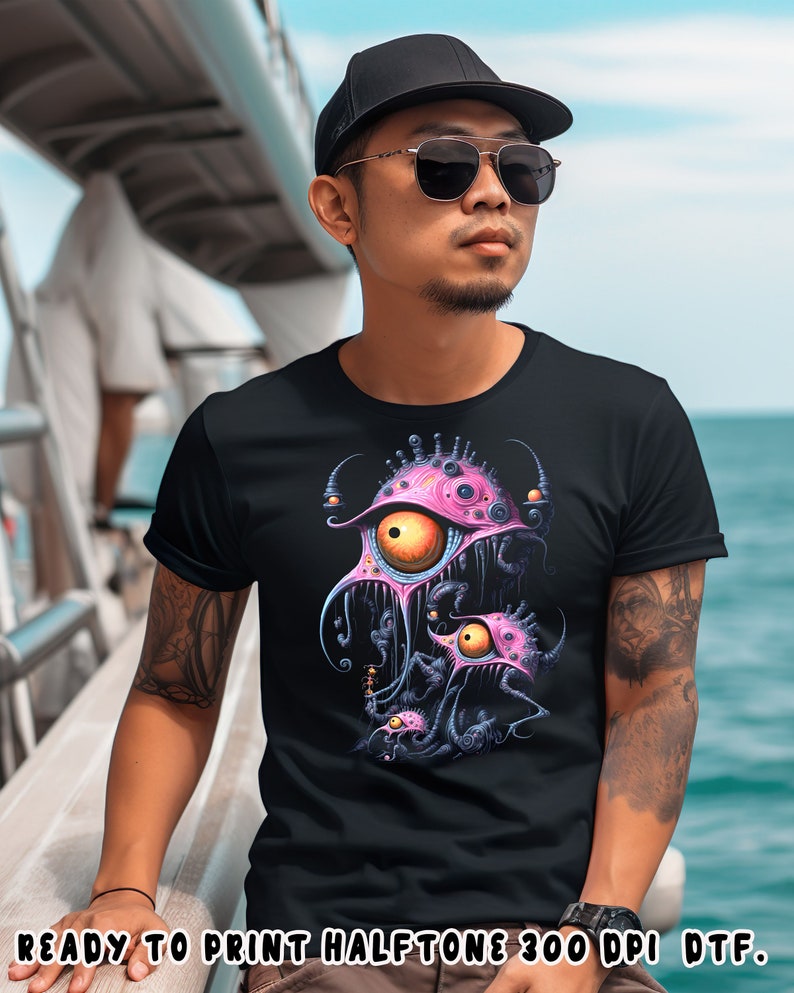 Alien Illustration Halftone Designs T-shirt Printing DTG Printing DTF ...