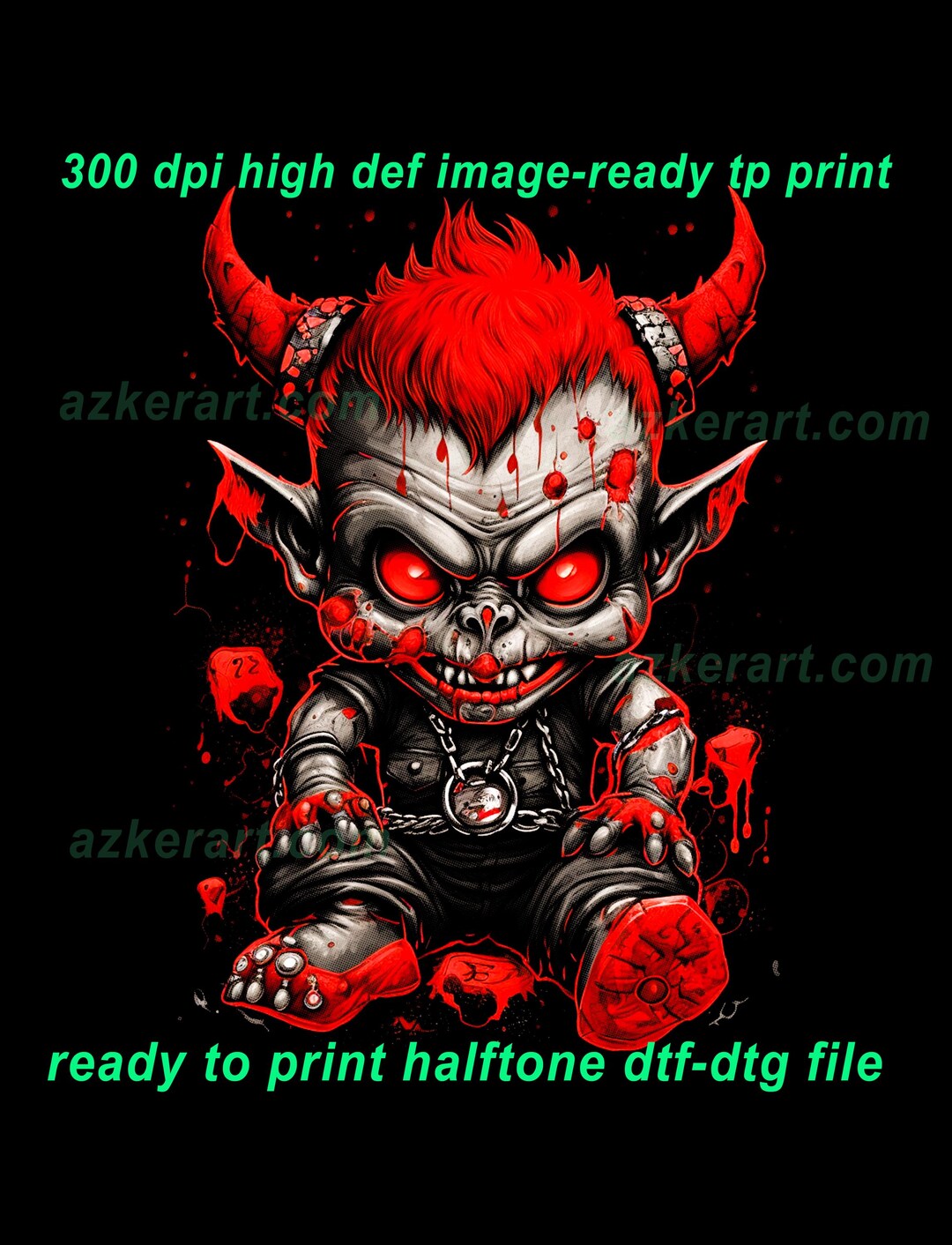 Little Red Devil Rockers Halftone Designs T-shirt Printing DTF Printing ...
