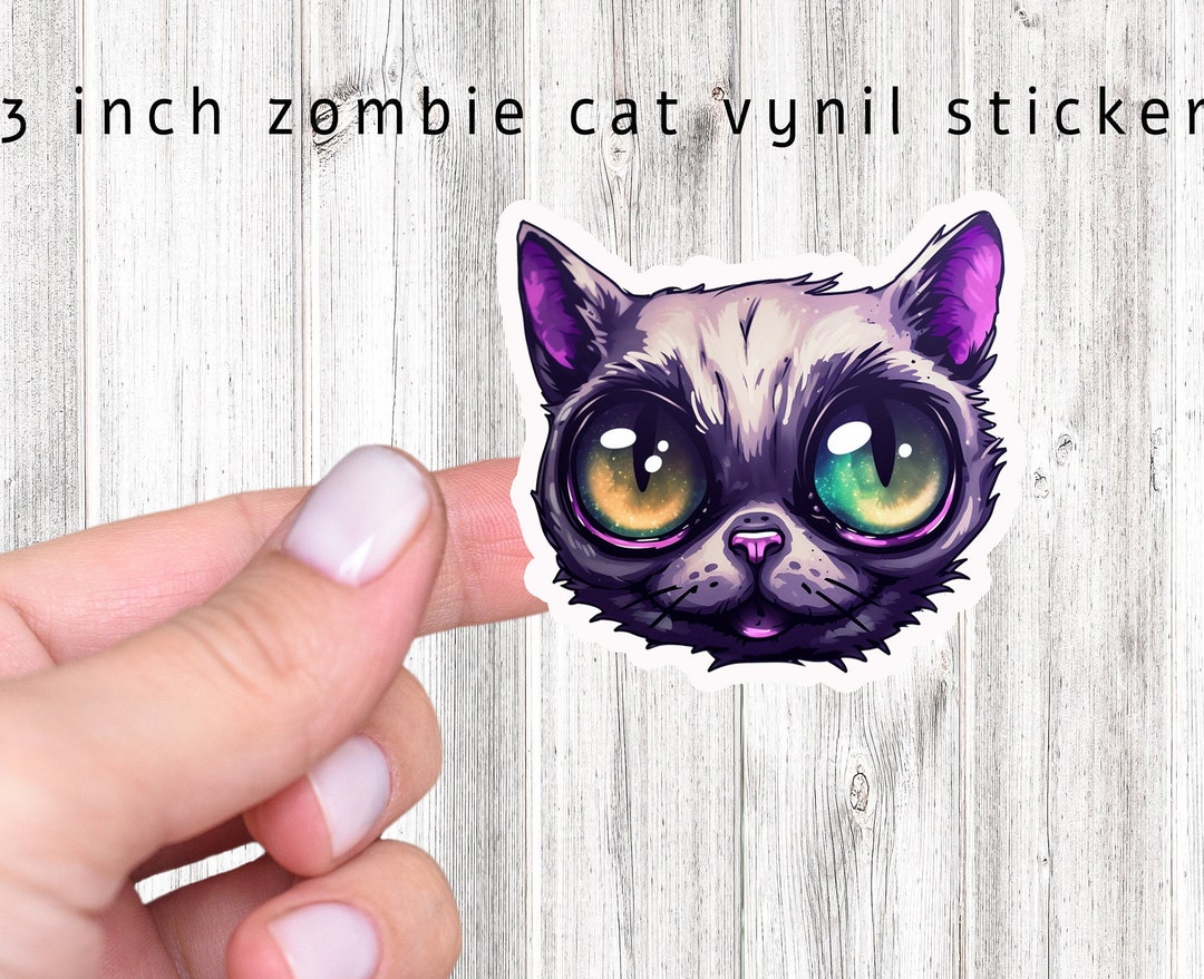 Zombie Cat Sticker Zombie Sticker, Custom Design, Waterproof, Unique ...