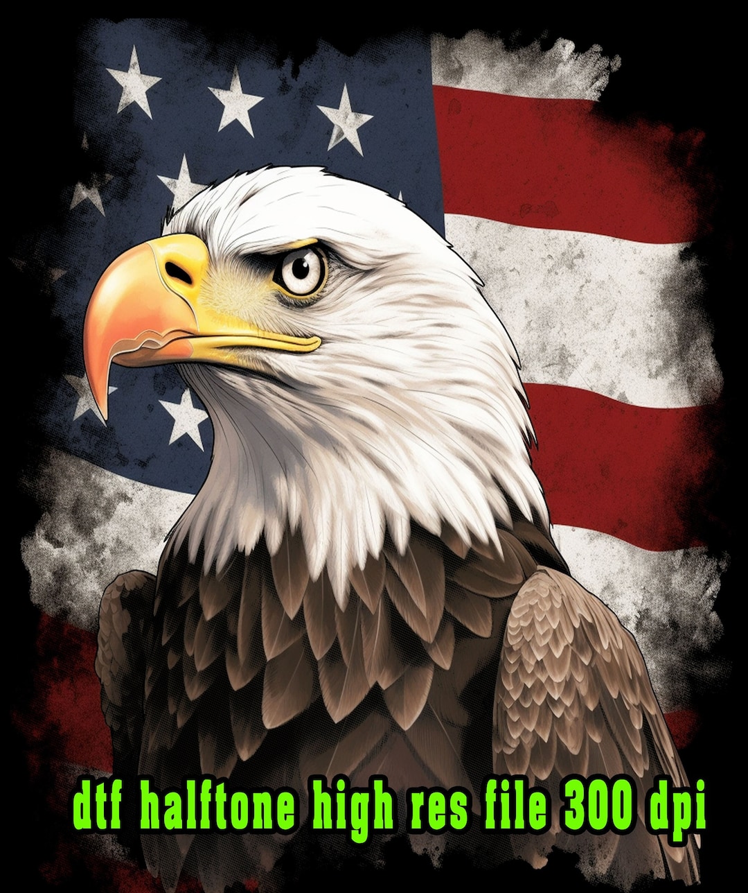 Halftones- American Eagle Flag DTF, Patriotic USA Flag, Halftone Press ...