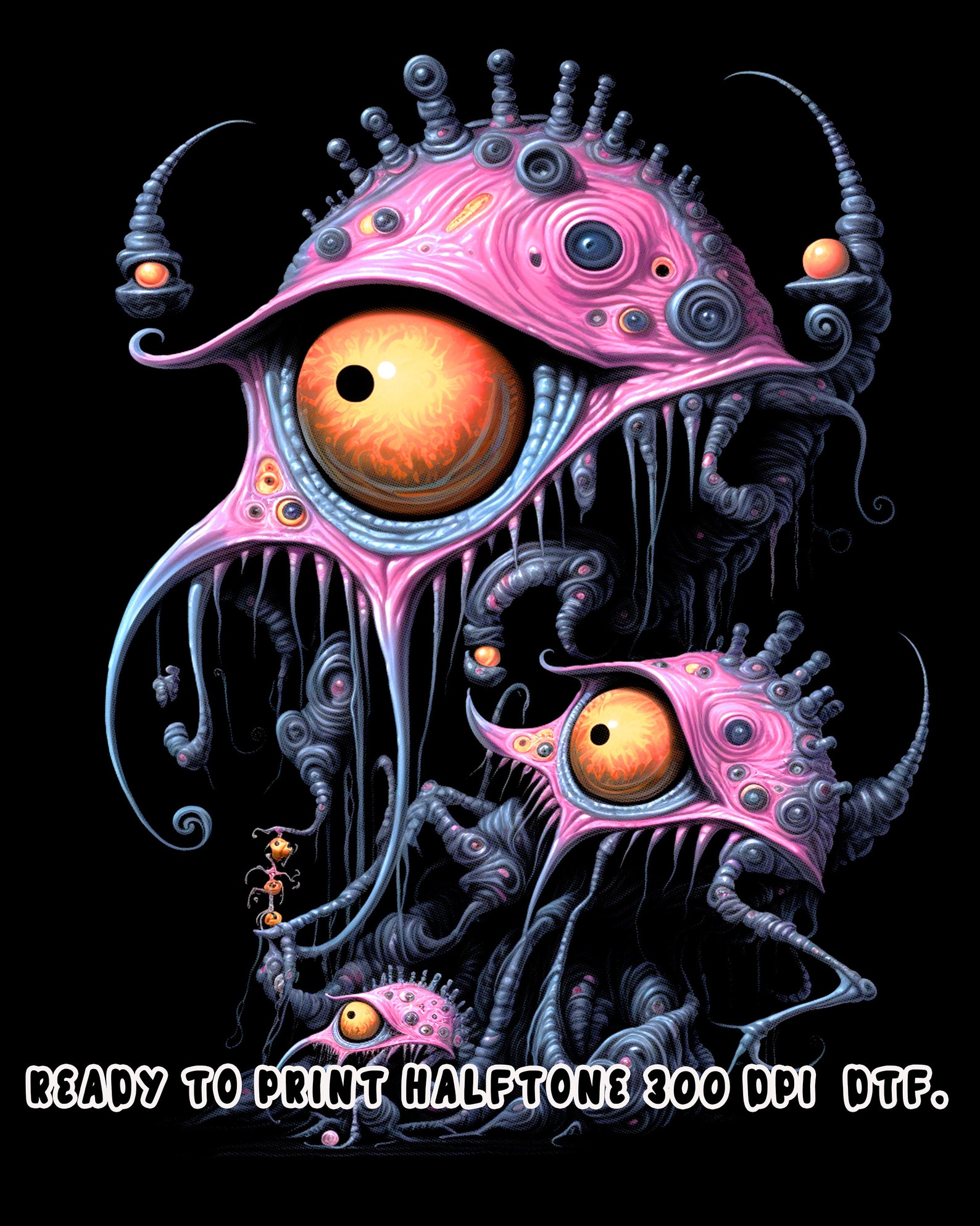 Alien Illustration Halftone Designs T-shirt Printing DTG Printing DTF ...