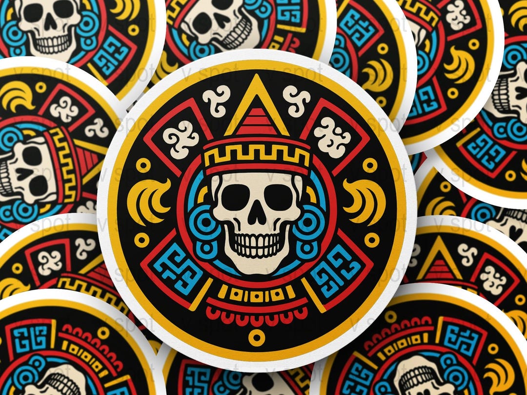 Aztec Skull Digital Image, Ancient Mexico Illustration, Mesoamerican ...