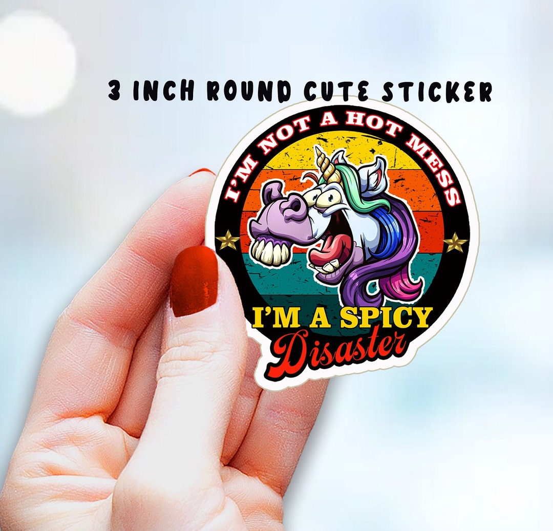 Hot Mess Sticker / Spicy Disaster Decal / Funny Water Bottle Sticker ...