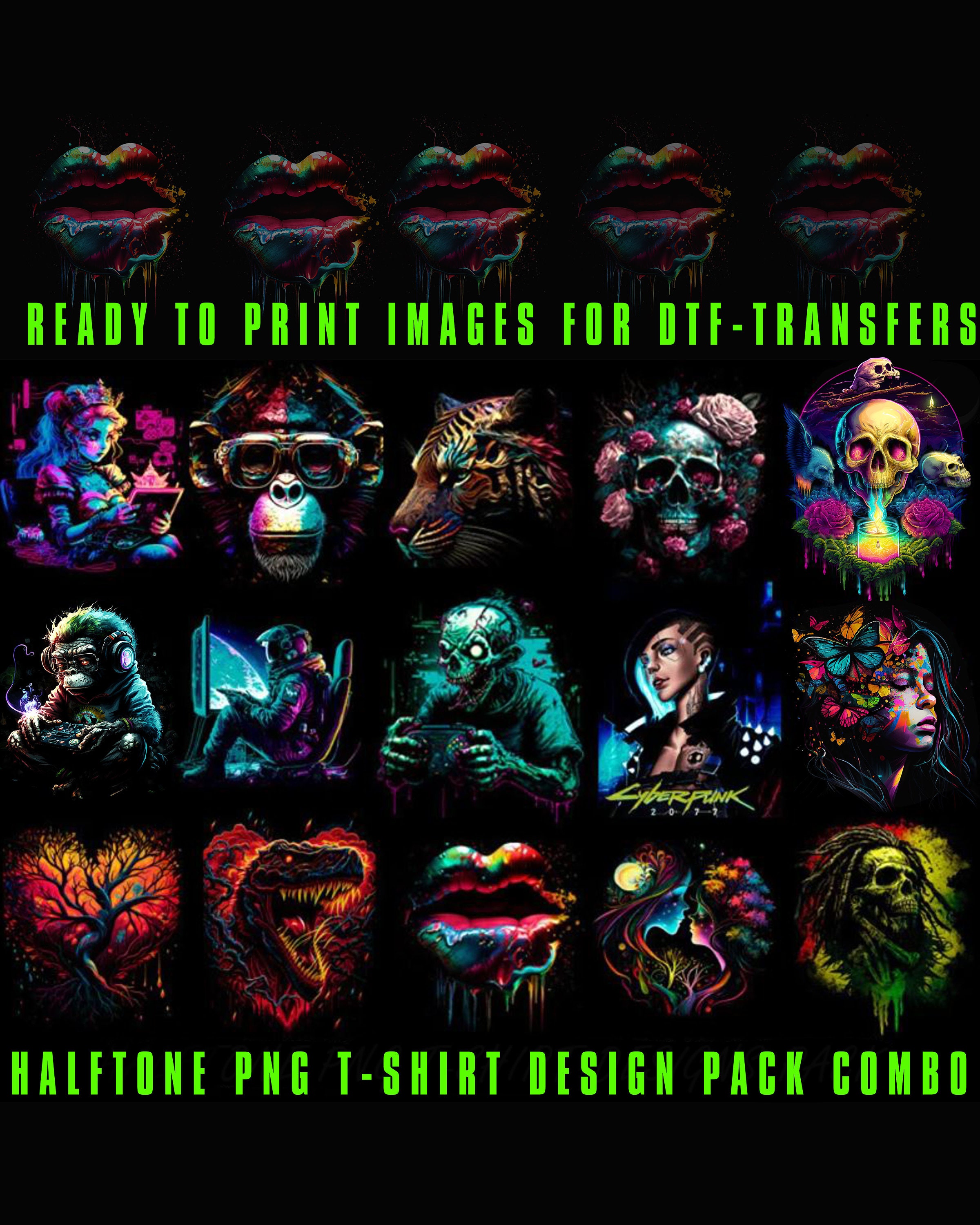 30 Halftone PNG T-shirt Design Pack, Halftone Designs, T-shirt Printing ...