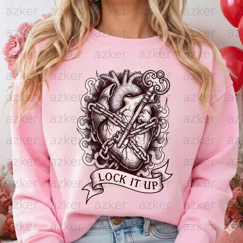 Lock It up Heart Digital, Tattoo Design, Anatomy Art Print, Key to My ...