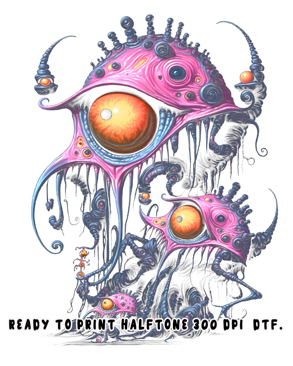 Alien Illustration Halftone Designs T-shirt Printing DTG Printing DTF ...