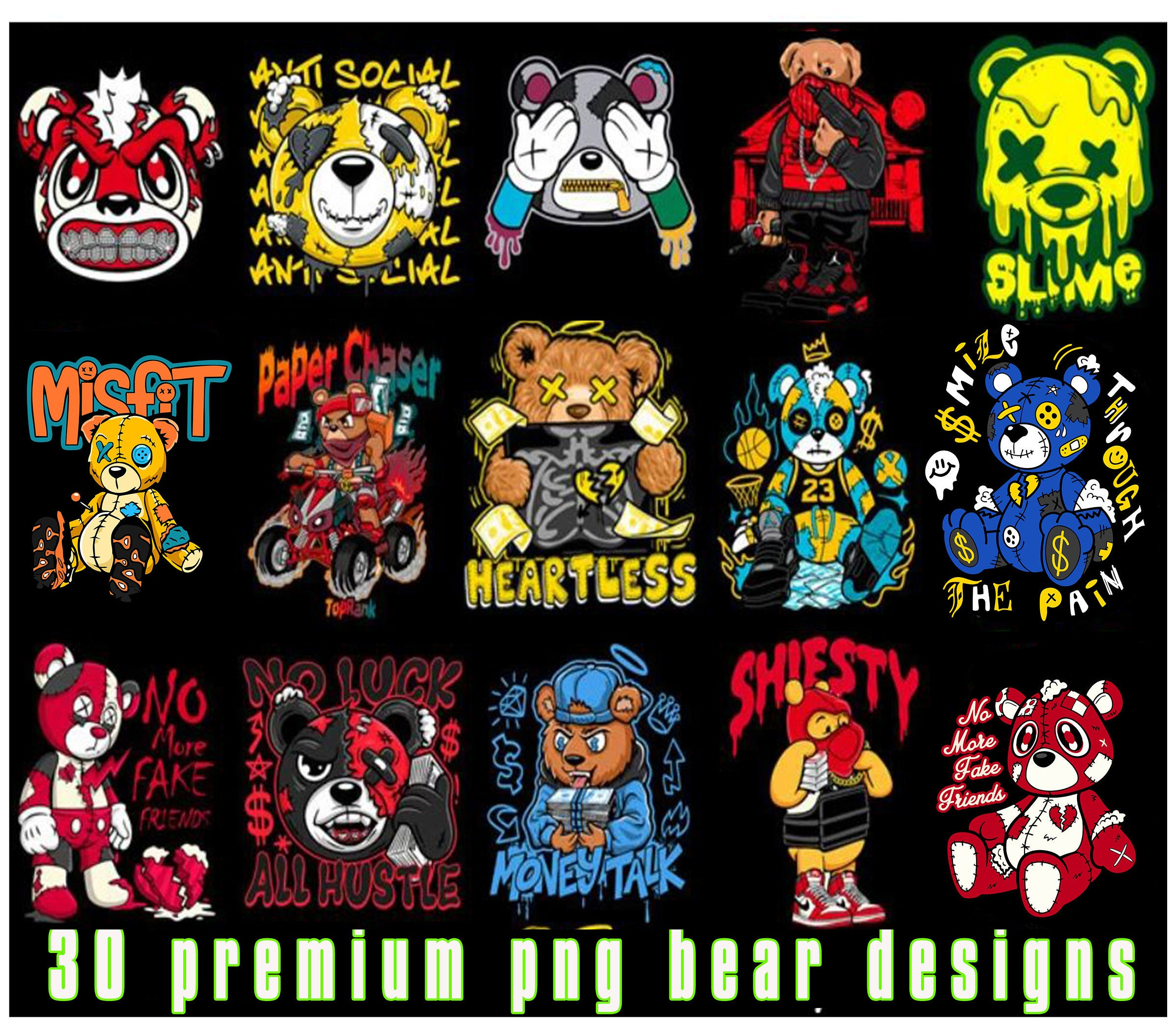 30+ Premium Classy Teddy Bear Design Pack, Modern T-shirt Design Pack ...