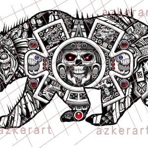 California Bear State Flag, Cali- Life Aztec Art File, High Detail ...