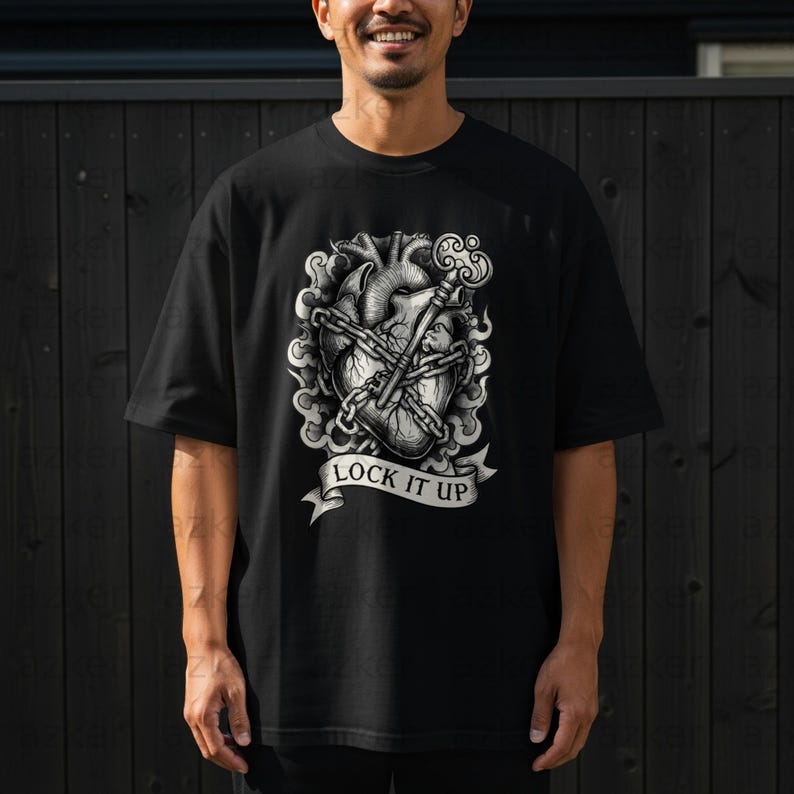 Lock It up Heart Digital, Tattoo Design, Anatomy Art Print, Key to My ...