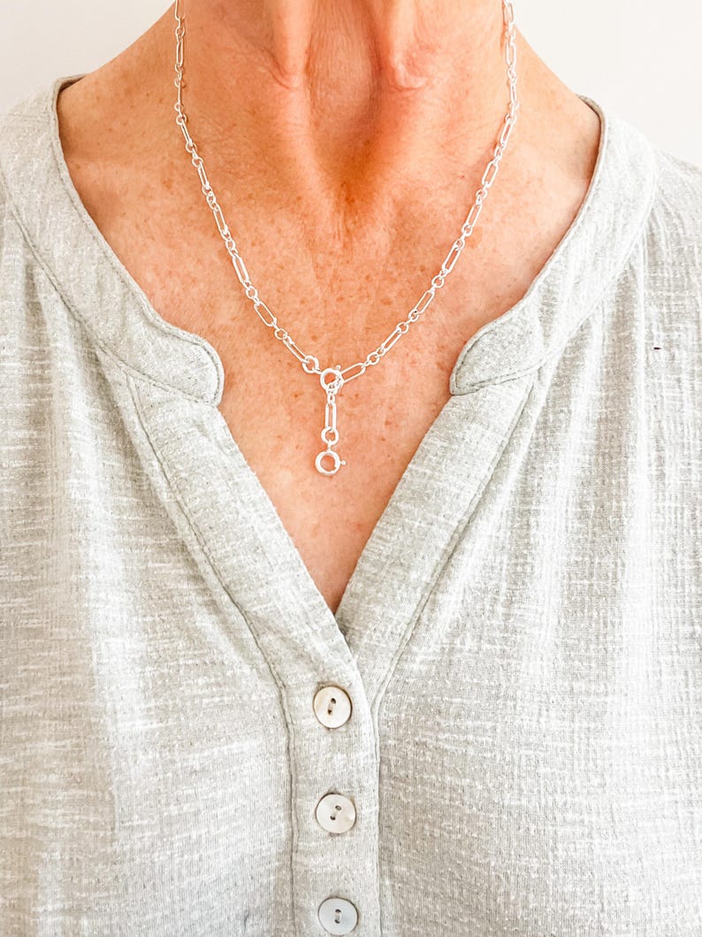 Gold or Silver Mixed Link Chain Necklace-genevieve Chain With Spring ...