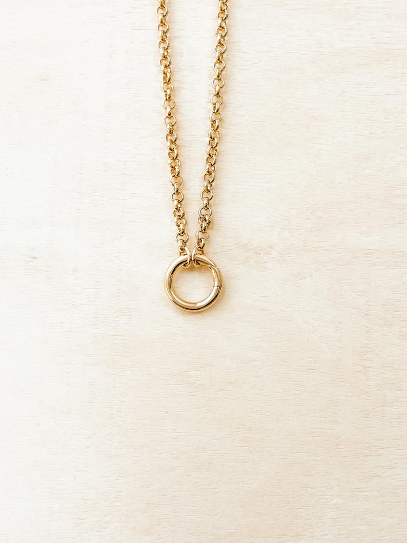 The Tilda Necklace-gold Charm Holder Necklace | Rolo Chain With Ring ...