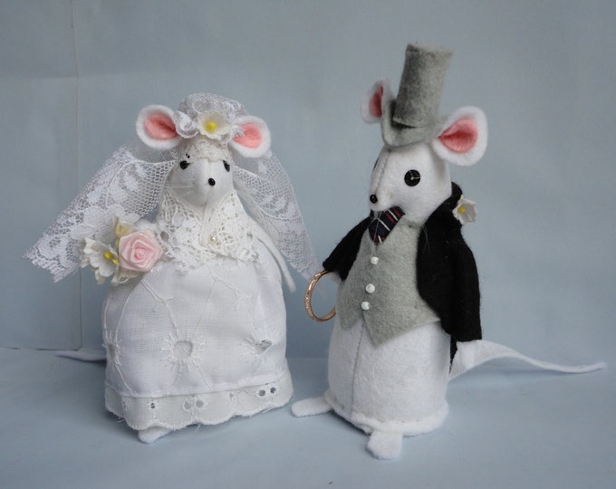 Mice Wedding Cake Topper Handmade Bride & Groom Mice Wedding Mice Cake ...