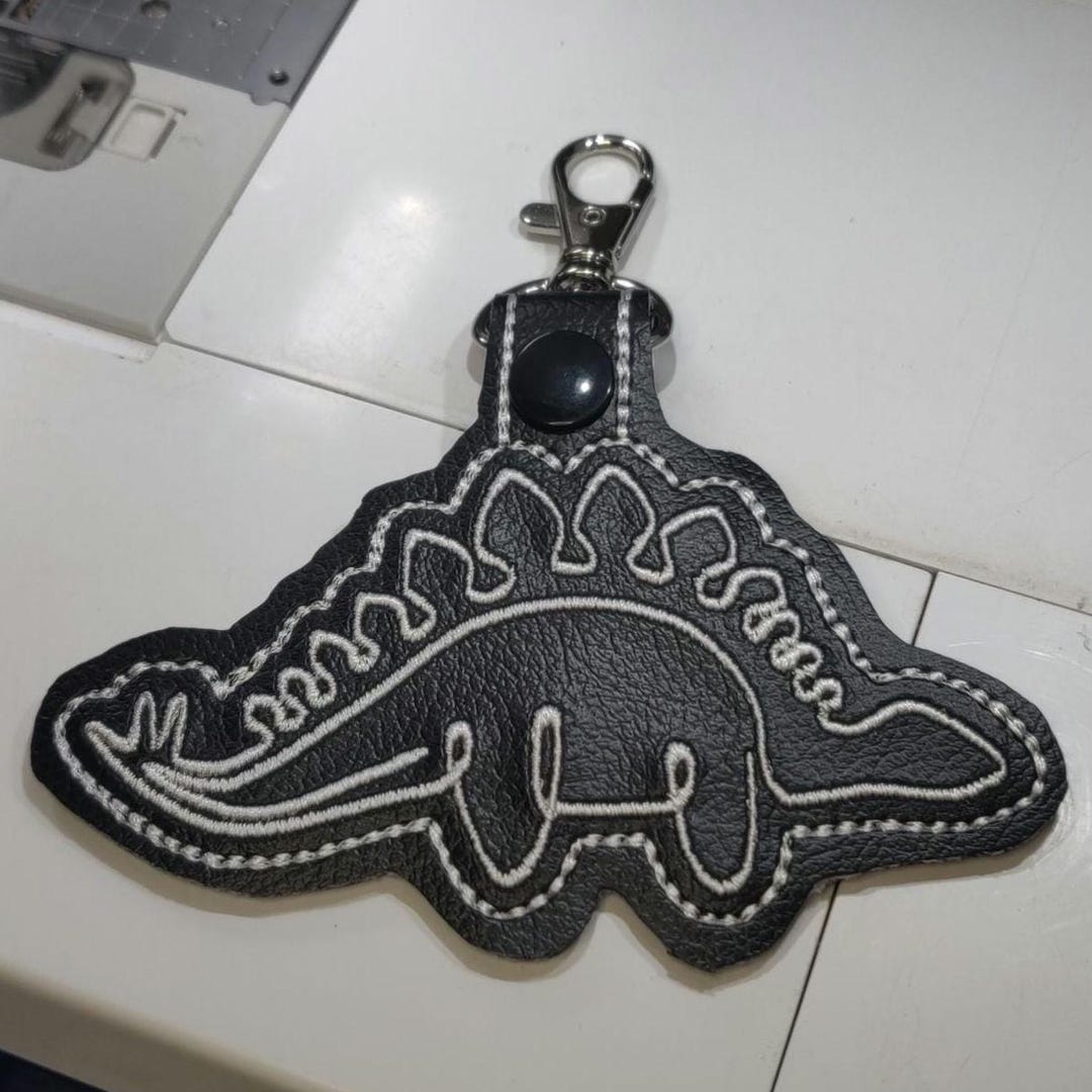 Dinosaur+ Cat Key Fob Single Line Black and White - Etsy