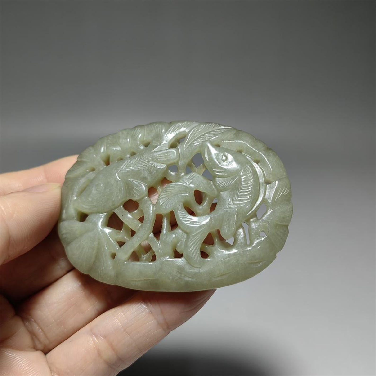 Chinese Antique Jade Inlay Piece With Fish - Etsy