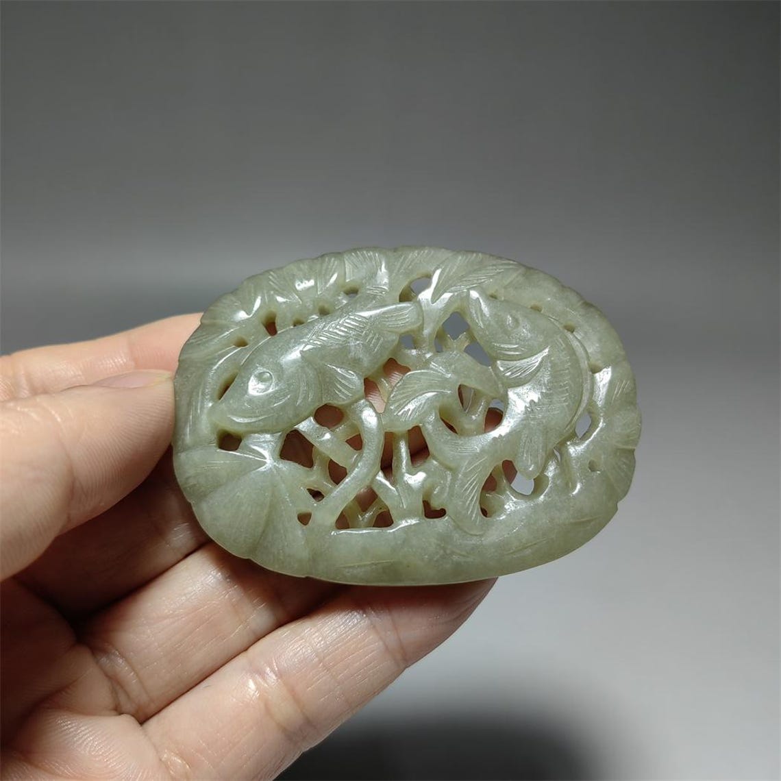 Chinese Antique Jade Inlay Piece With Fish - Etsy