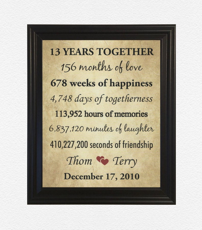 13th Anniversary Gifts 13 Year Anniversary Framed 13th - Etsy