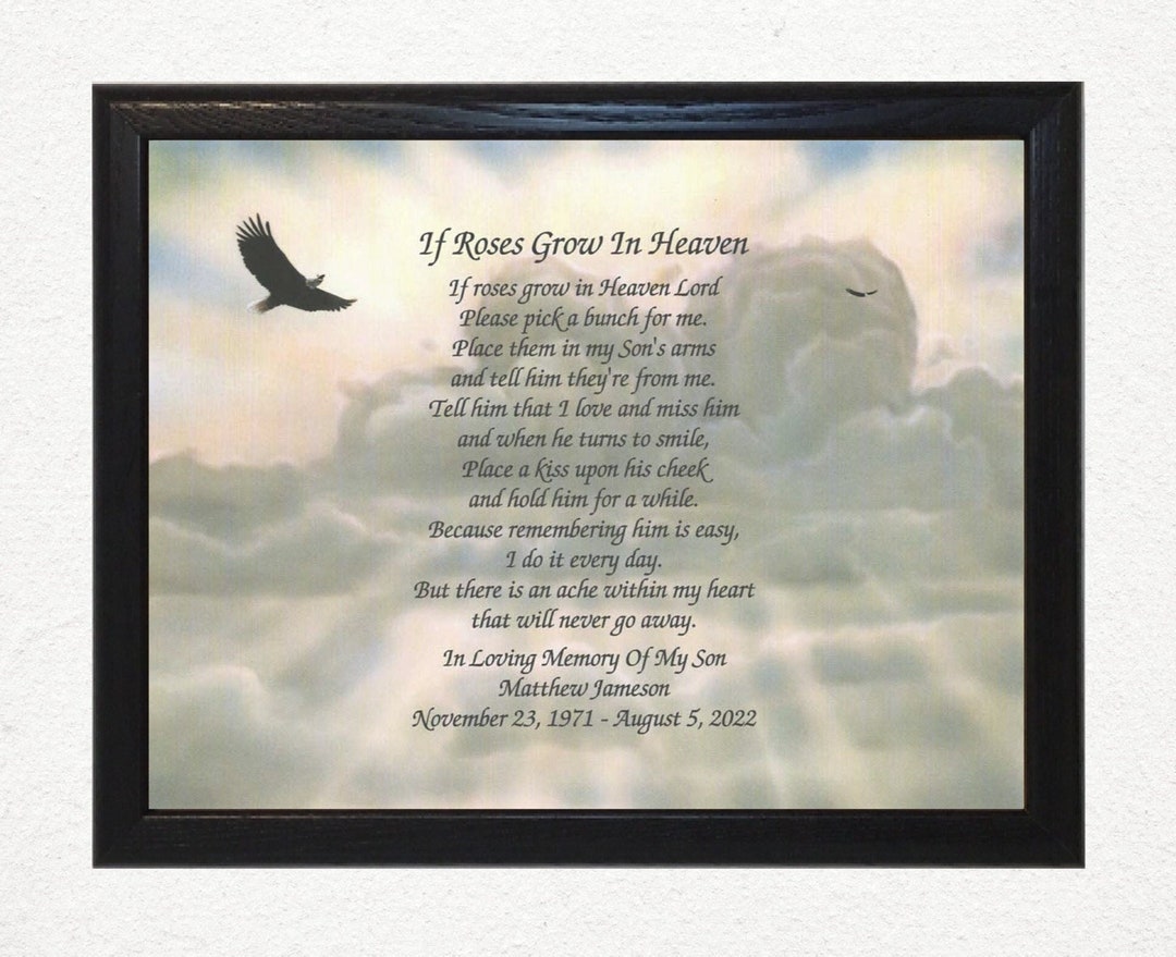 Memory of Son Gifts, Sympathy Gifts, Eagle, Clouds, Roses Grow in ...