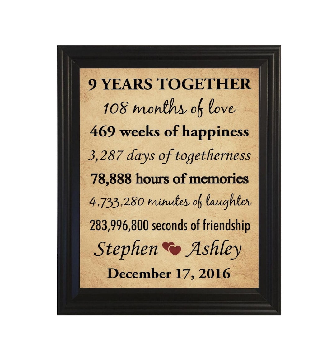 9 Year Anniversary Gift, for Husband, 9th Anniversary Gift, for Wife, 9 ...
