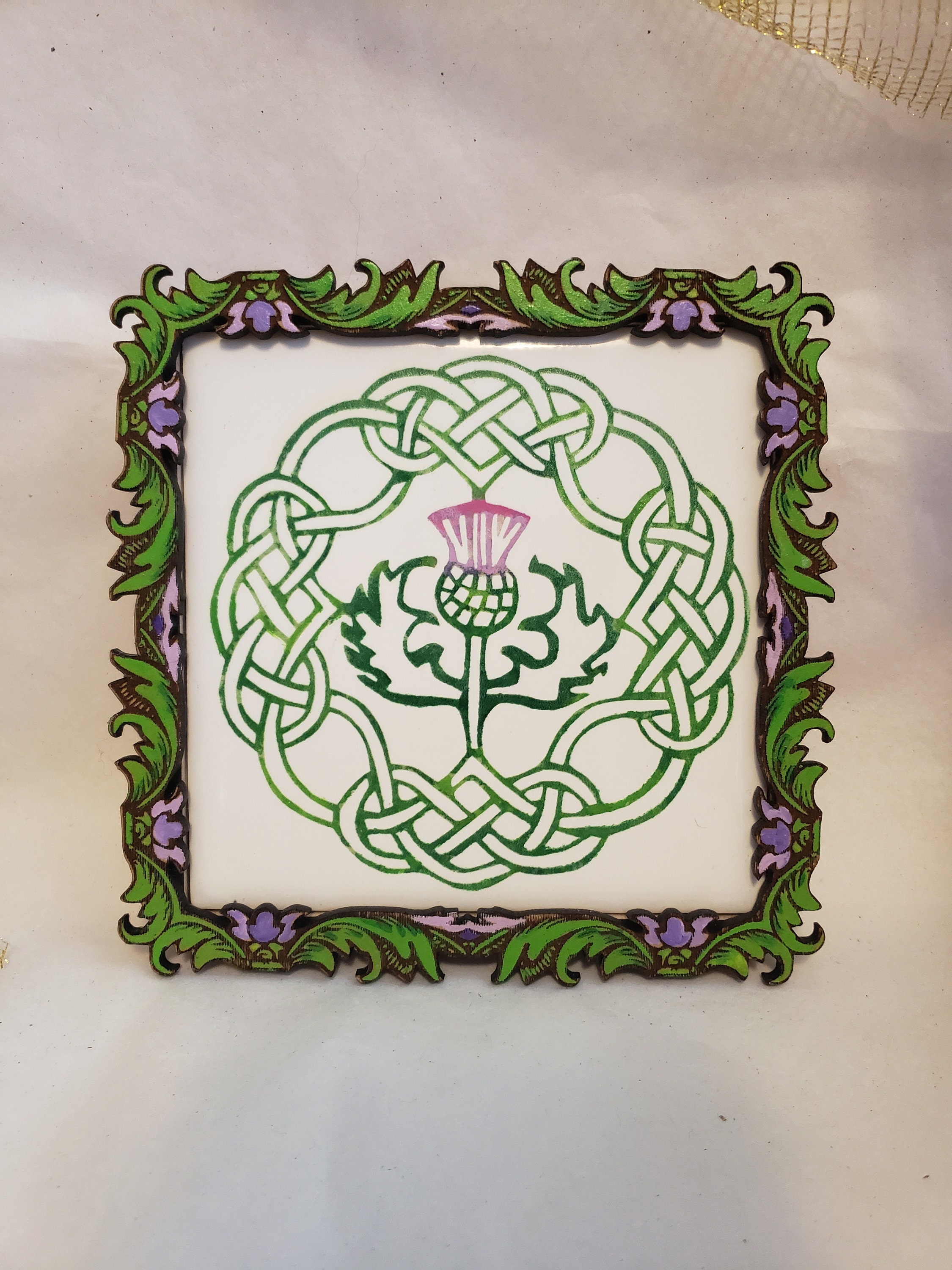 Celtic Knot Thistle Wall Hanging Accent Tile Celtic Knot | Etsy