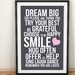 Dream Big Poster Printable Art Print Inspirational Quote Positive Wall ...