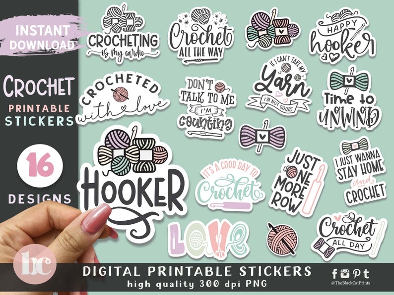 Crochet Stickers Bundle for Tumbler and Laptop Crochet Lover - Etsy