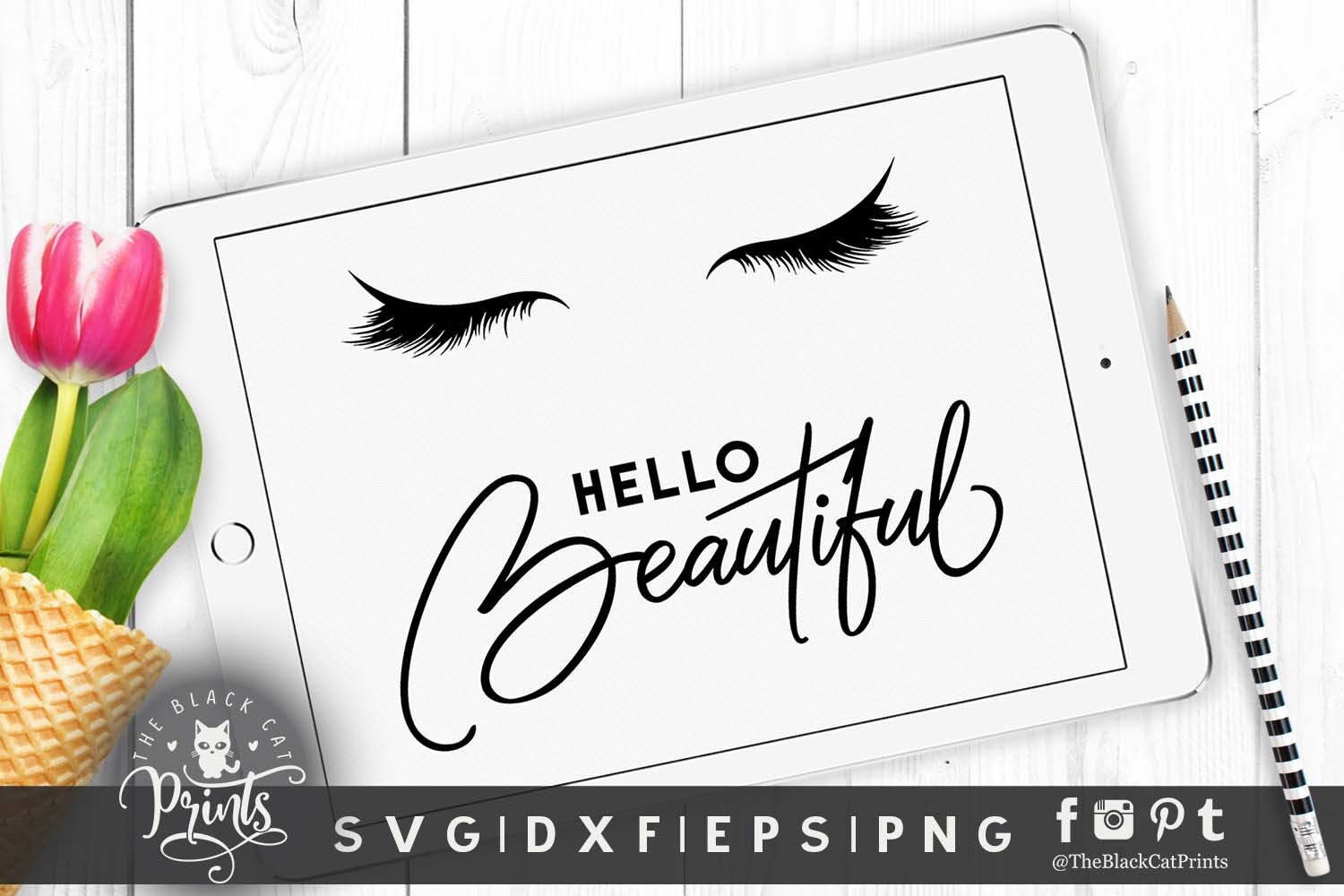 Hello Beautiful SVG Cut File Lashes Svg Vinyl Design Hello - Etsy