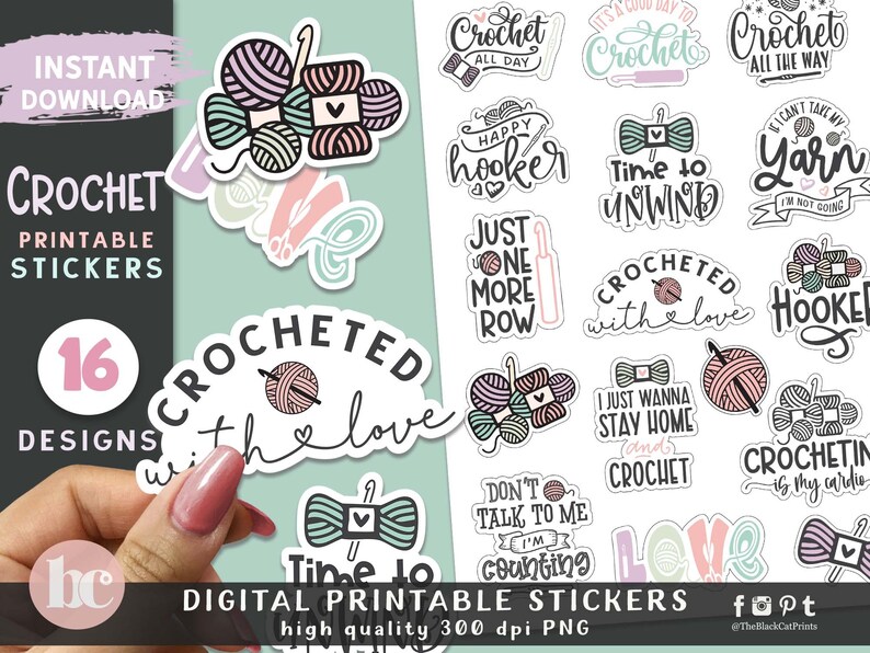 Crochet Stickers Bundle for Tumbler and Laptop Crochet Lover - Etsy