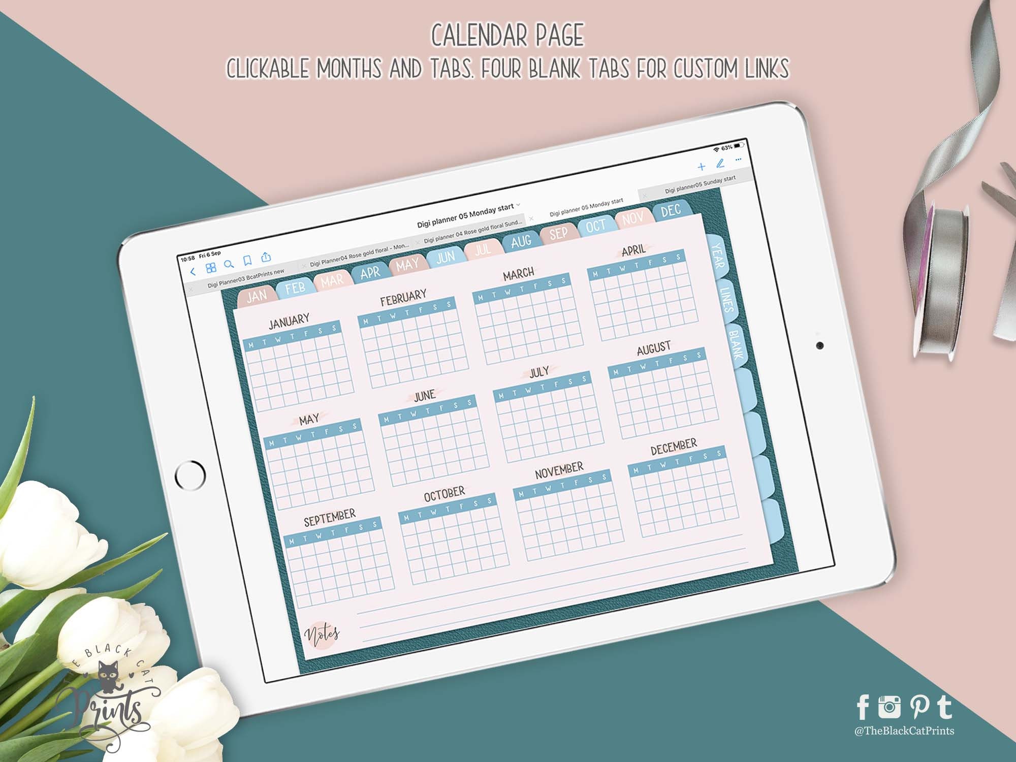 Undated Hyperlinked Digital Planner Goodnotes Notability Bulet | Etsy