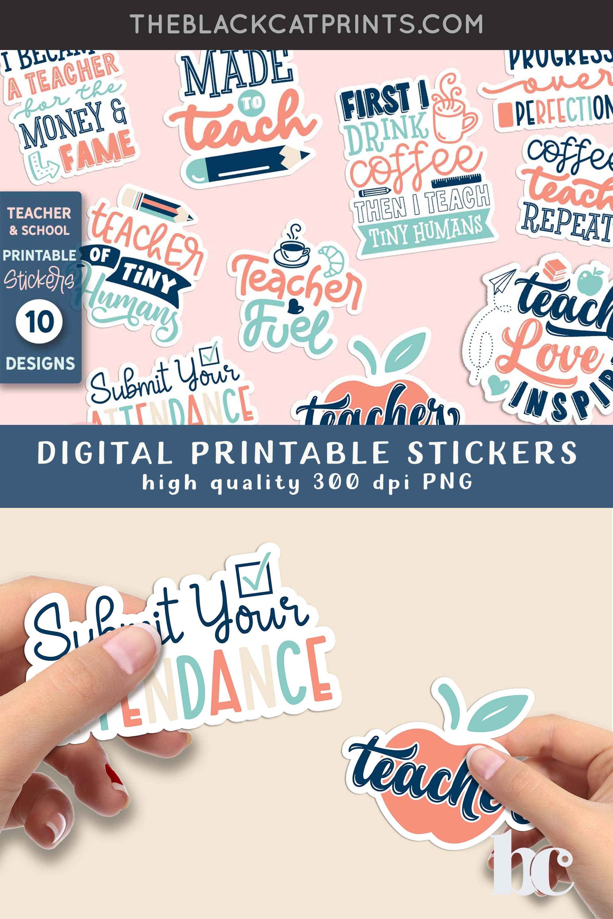 Digital Printable Teacher Stickers Set Back to School | Etsy