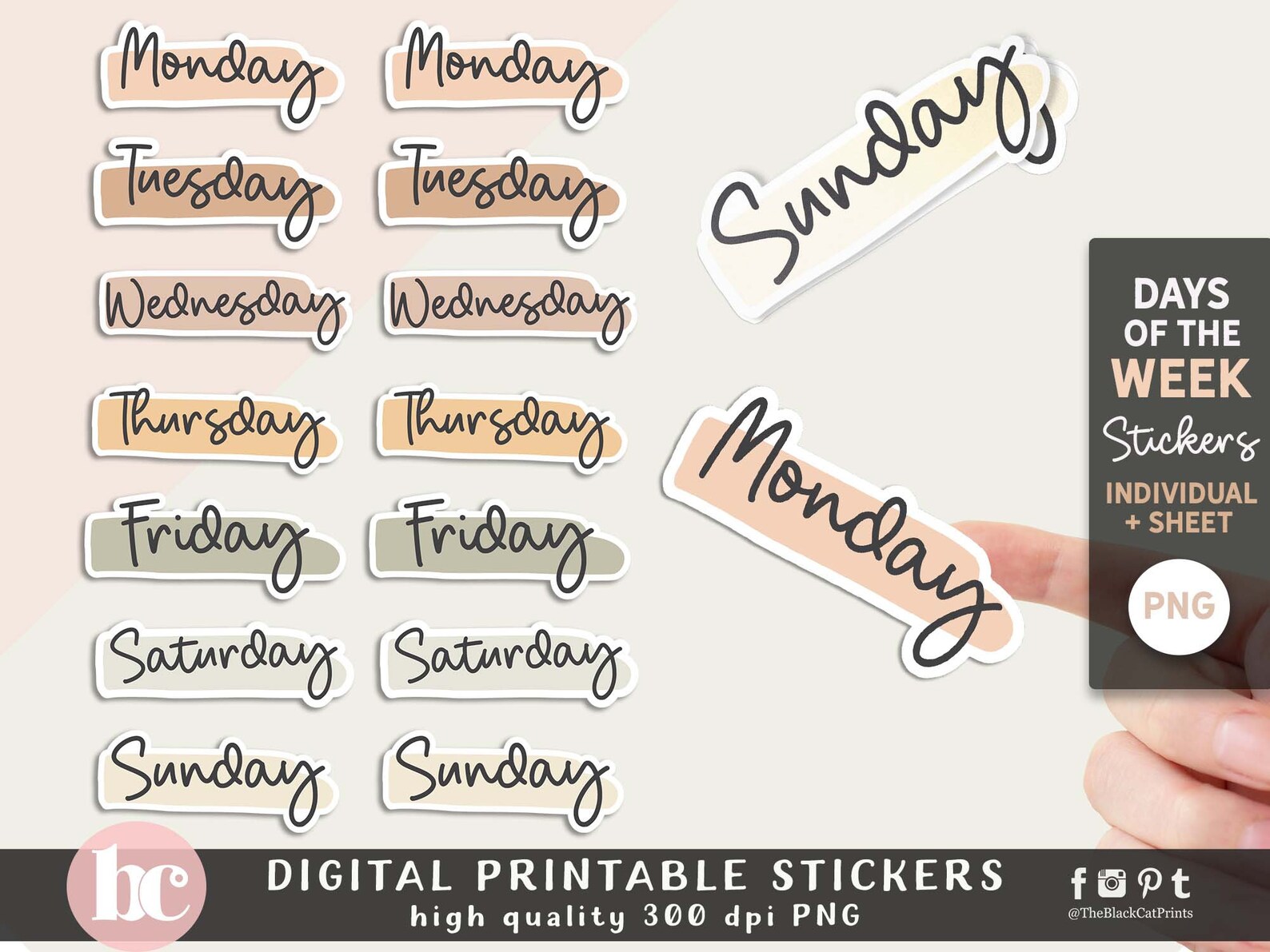Pastel Script Days of the Week Stickers PNG Days of the Week - Etsy