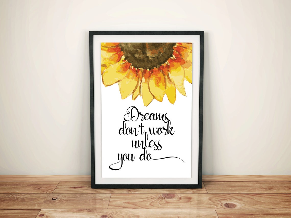 Printable Art Inspirational Quote Watercolor Sunflower Decor - Etsy