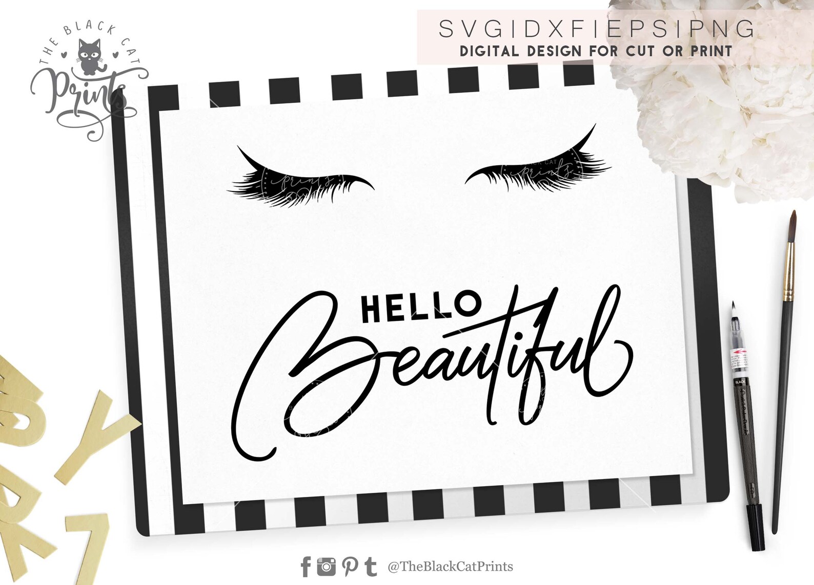Hello Beautiful SVG Cut File Lashes Svg Vinyl Design Hello - Etsy