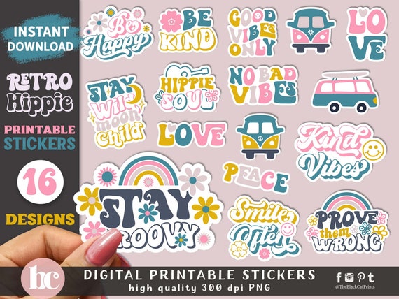 Retro 70s Hippie Stickers Positive Stickers 60s Groovy - Etsy