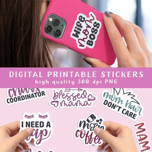 Digital Stickers Pack Mom PNG Mom Stickers Glitter Effect Glitter ...