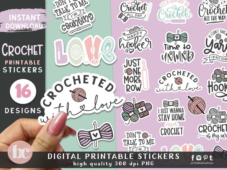 Crochet Stickers Bundle for Tumbler and Laptop Crochet Lover - Etsy