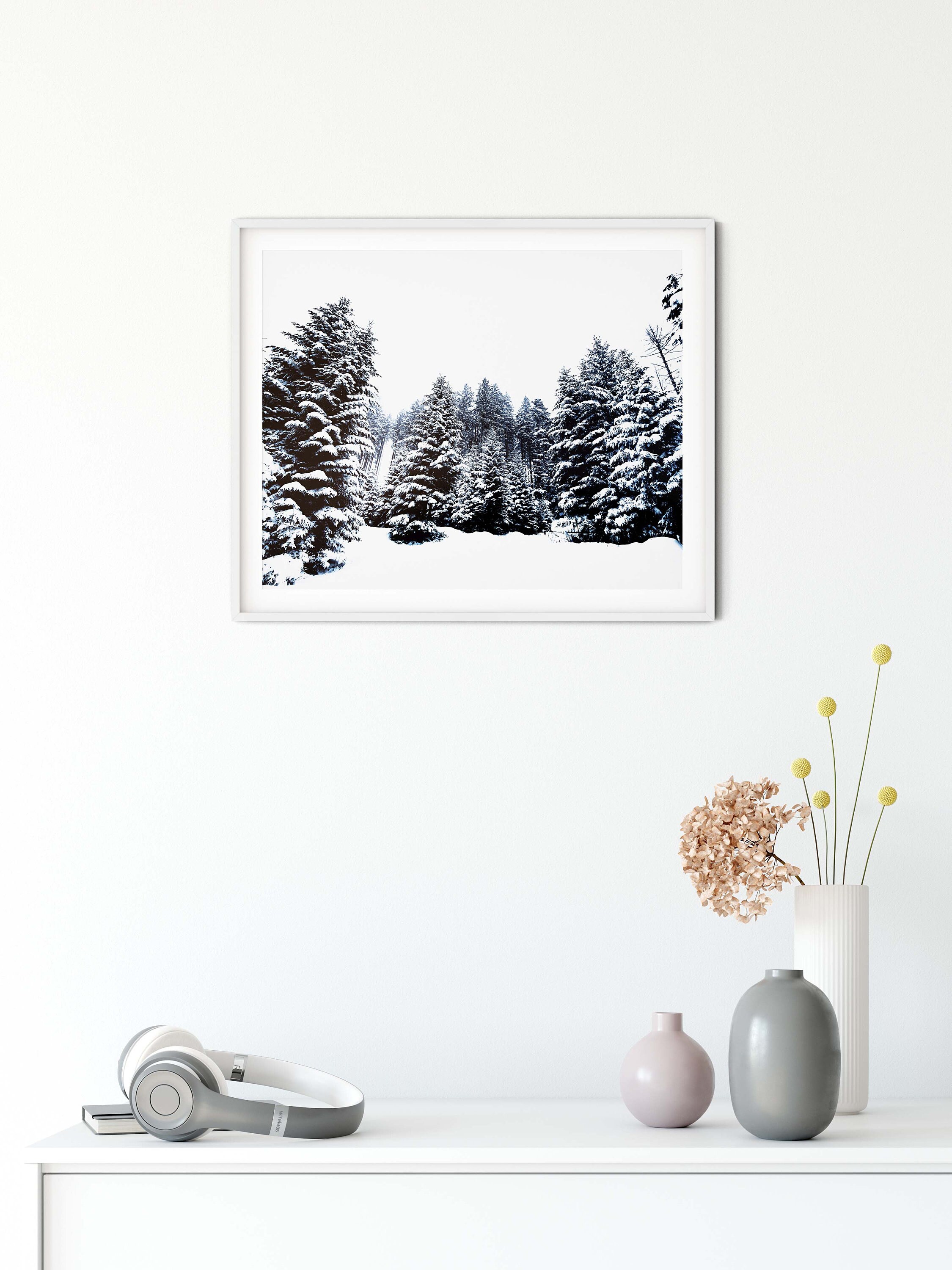 Winter Forest Snow Print Winter Wall Art Snowy Pine Trees - Etsy UK