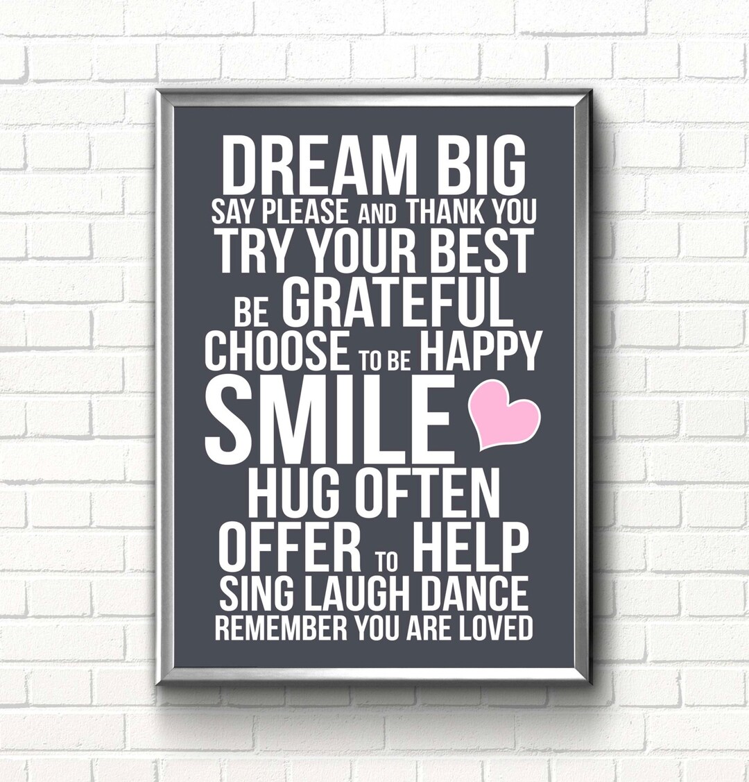 Dream Big Poster Printable Art Print Inspirational Quote Positive Wall ...