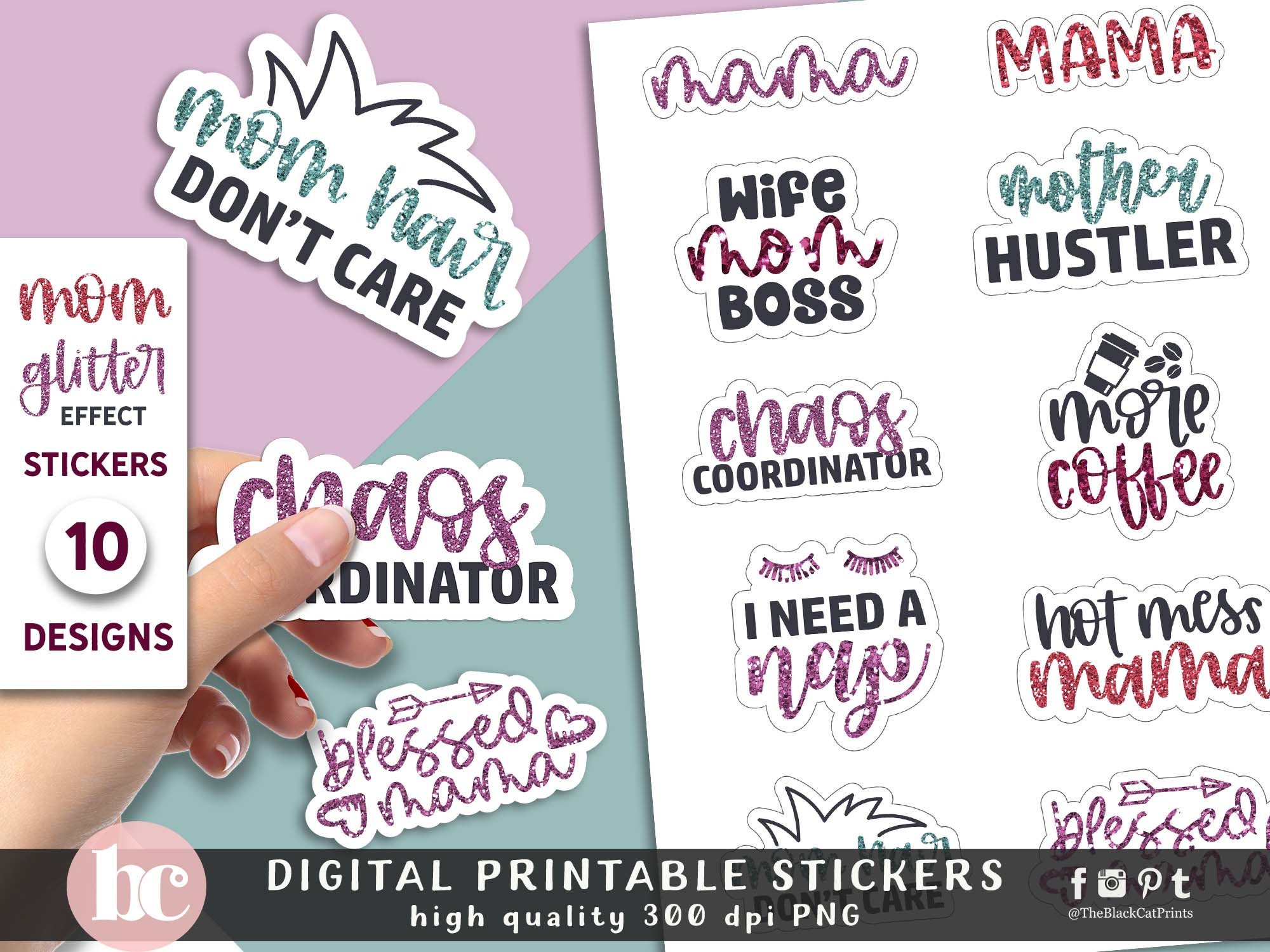 Digital Stickers Pack Mom PNG Mom Stickers Glitter Effect - Etsy