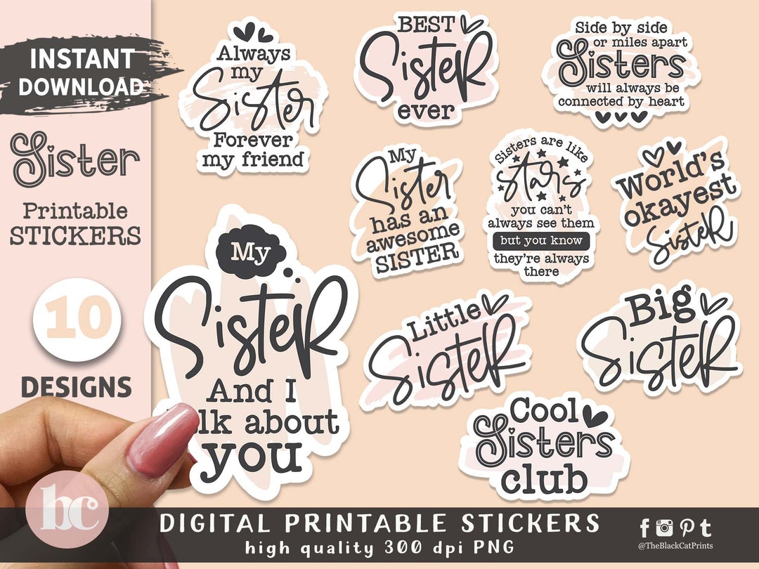 Sister Stickers PNG | Sister's Day Stickers | Best Sister Stickers ...