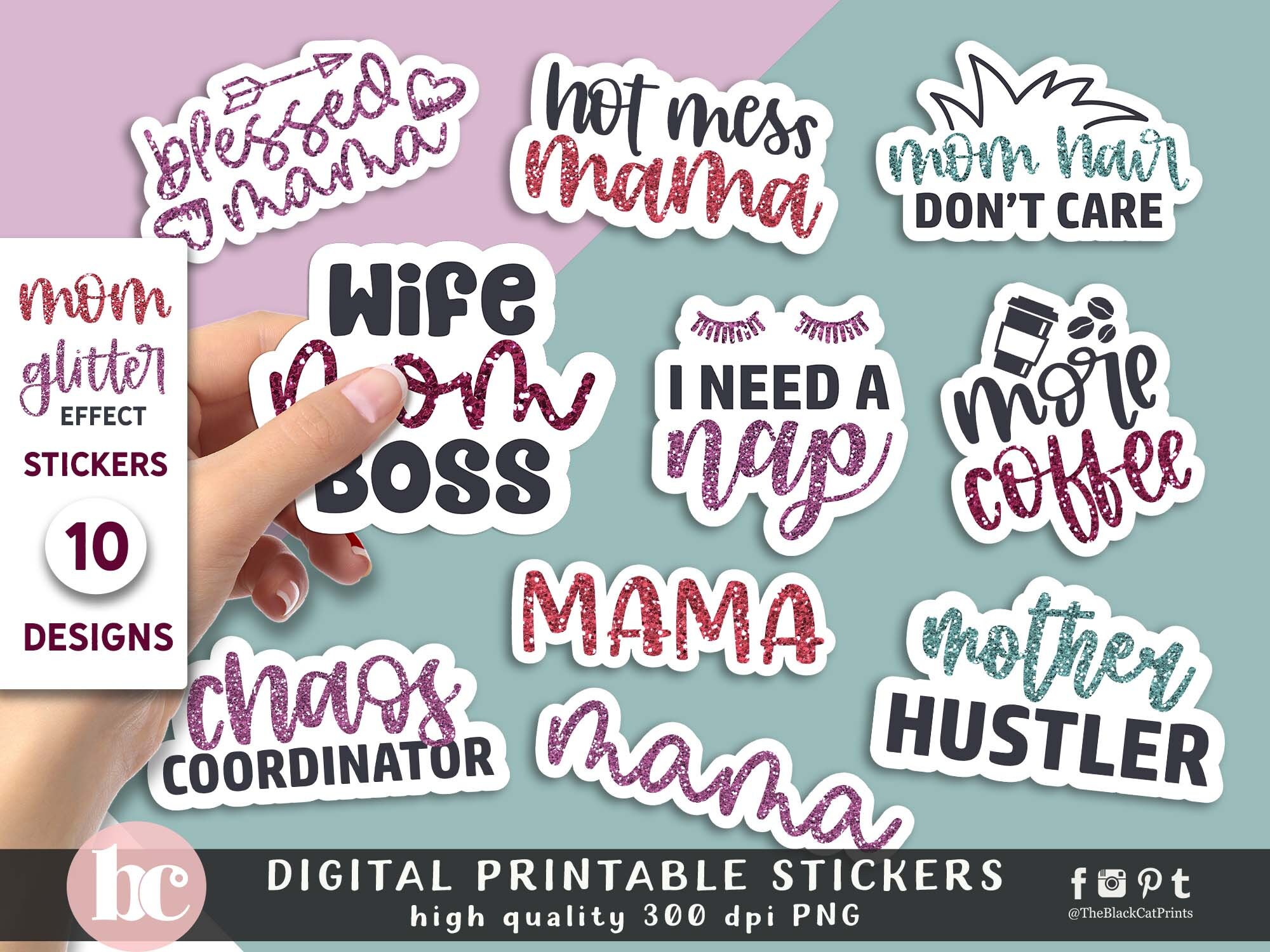 Digital Stickers Pack Mom PNG Mom Stickers Glitter Effect - Etsy