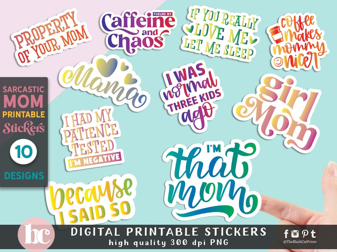 Funny Sarcastic Mom Stickers | Funny Motherhood Stickers | Mom Water ...