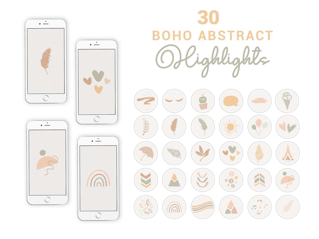 Boho Abstract Highlight Covers for Instagram Story Highlight Icons ...