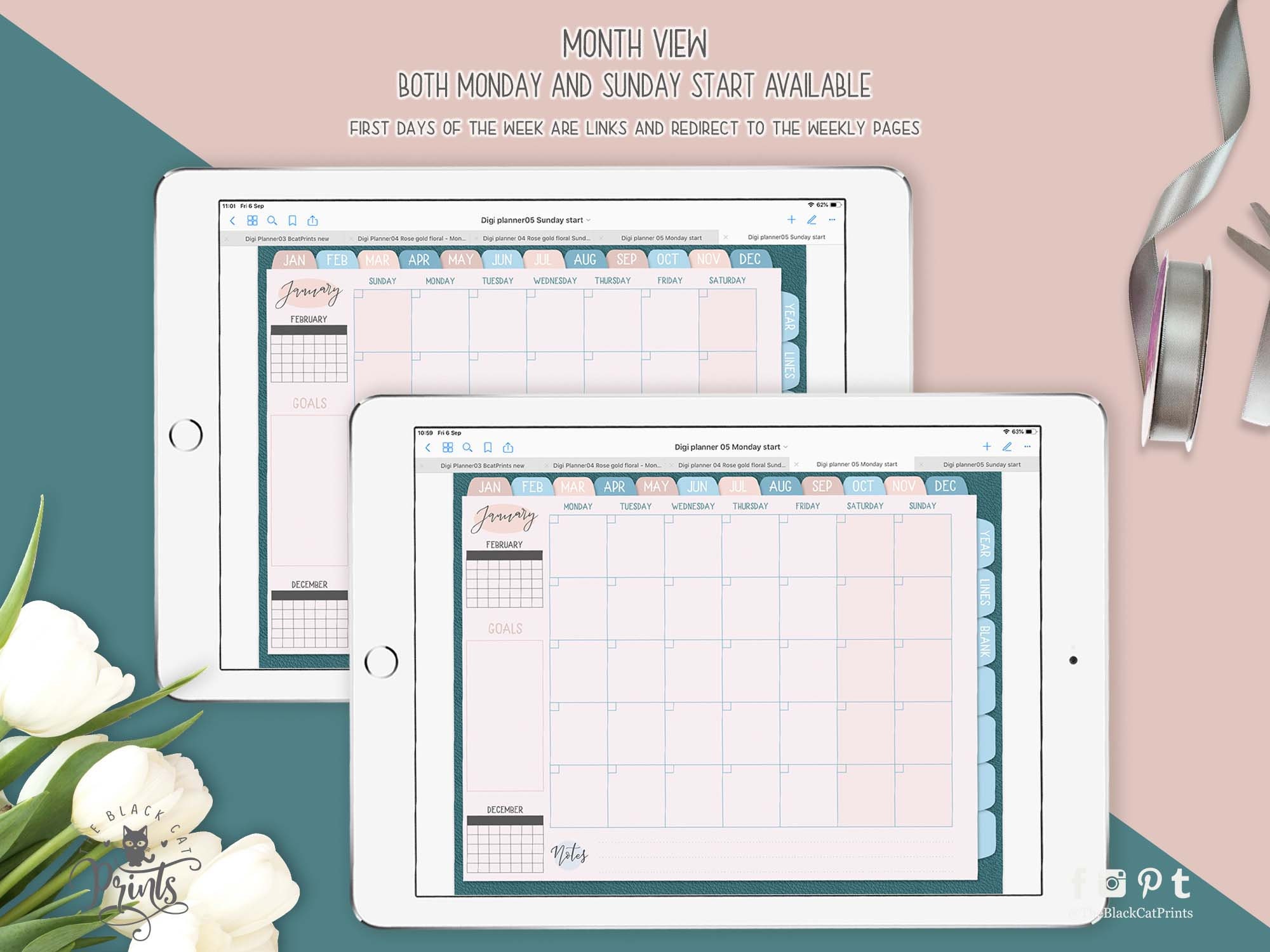 Undated Hyperlinked Digital Planner Goodnotes Notability Bulet | Etsy