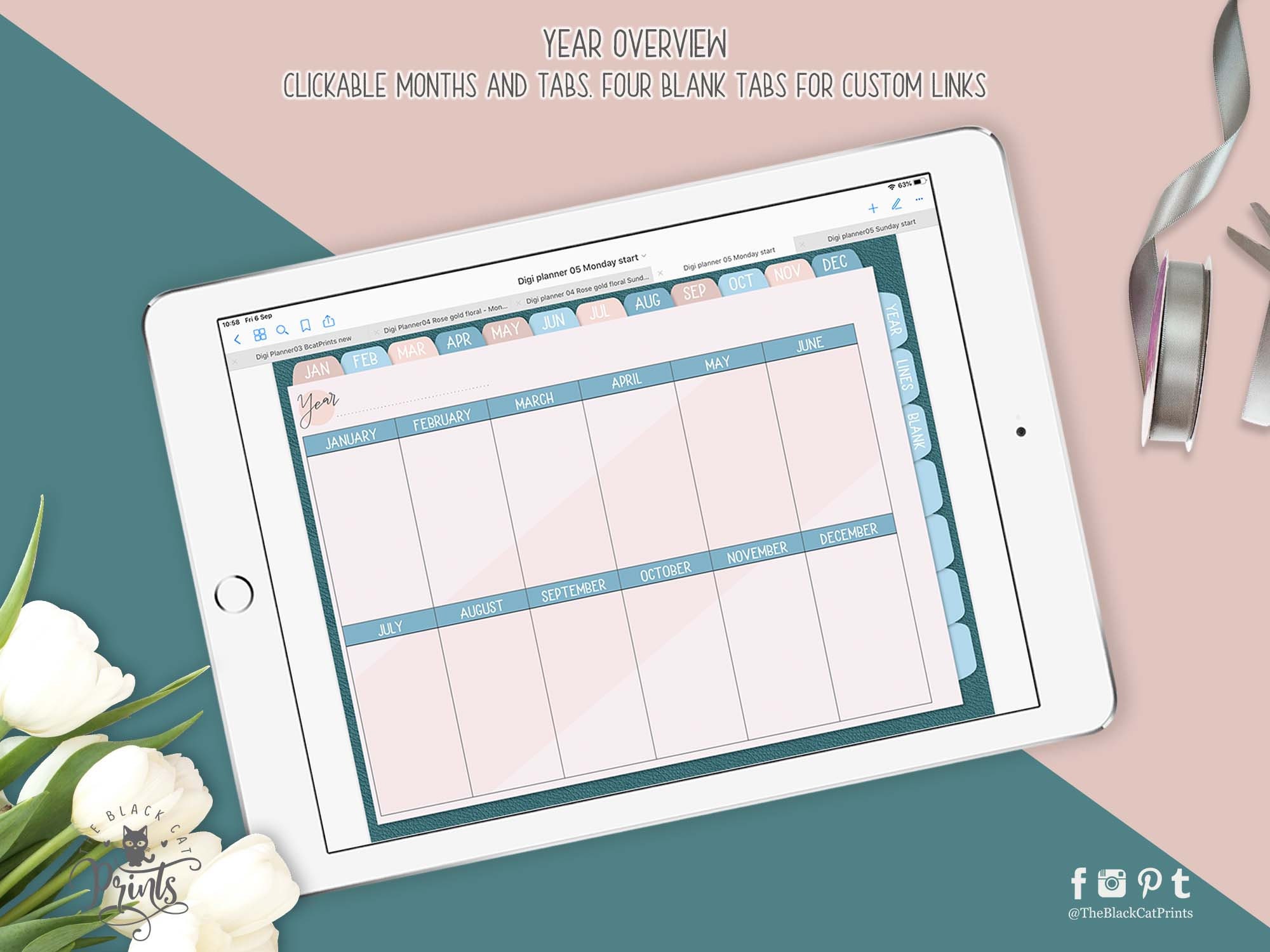 Undated Hyperlinked Digital Planner Goodnotes Notability Bulet | Etsy