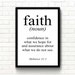 Faith Definition Art Print Wall Decor Definition Print Faith Poster ...