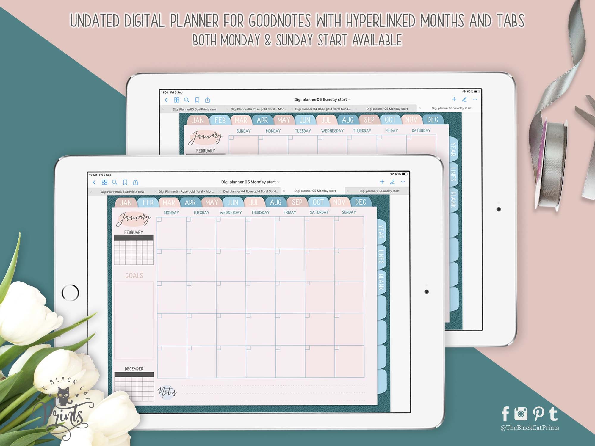 Undated Hyperlinked Digital Planner Goodnotes Notability Bulet | Etsy
