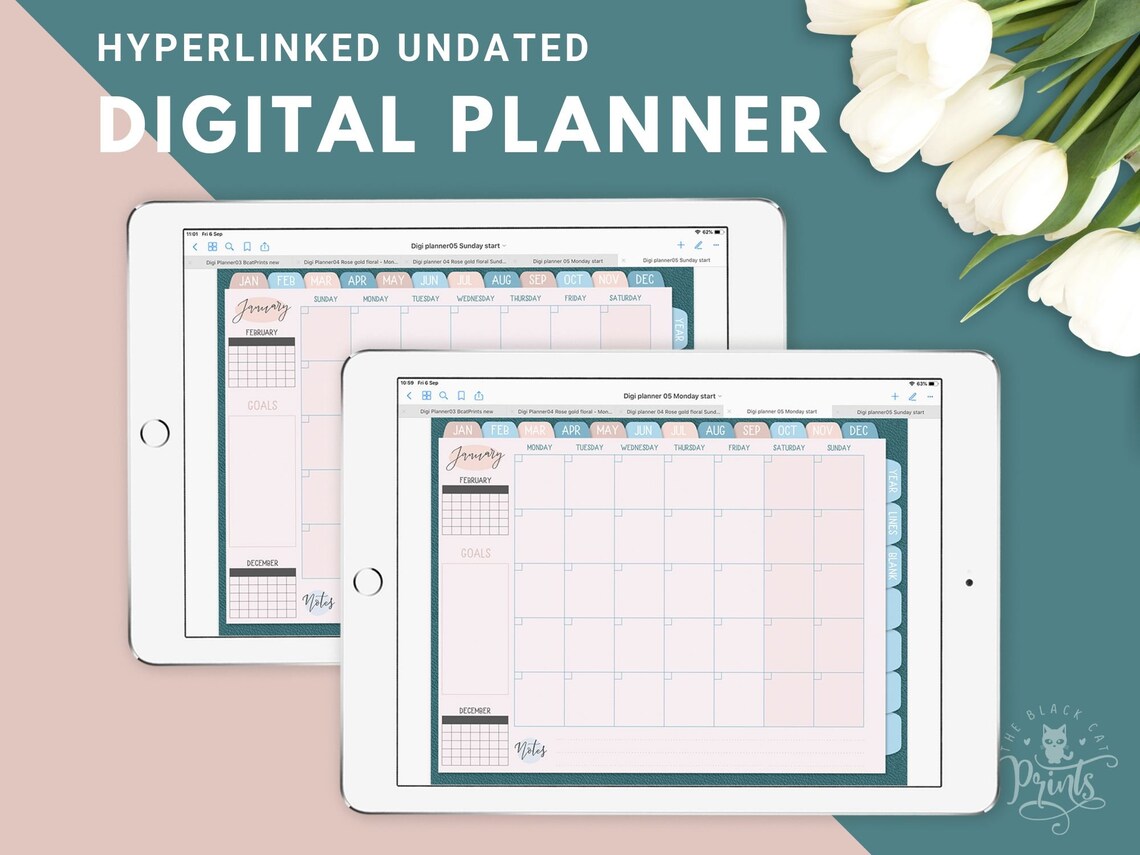Undated Hyperlinked Digital Planner Goodnotes Notability Bulet - Etsy