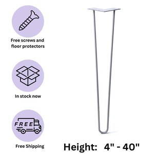 Raw Steel 2 Rod Hairpin Leg, Handmade Steel Table Leg, Metal Furniture ...