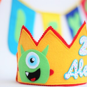 Birthday Crown Monsters and Custom Banners, Children's Birthday ...