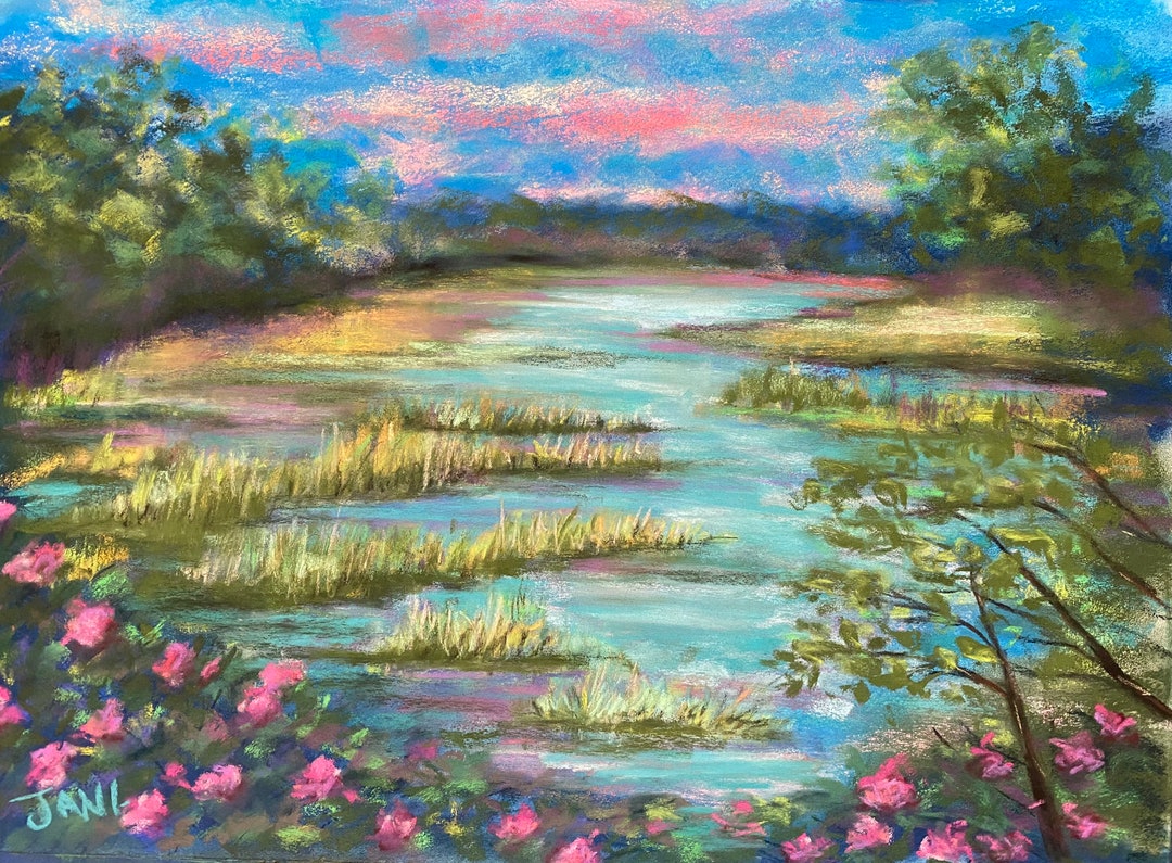 Large Florida Original Pastel Painting 11 X 16 Gift Idea Rainbow River ...